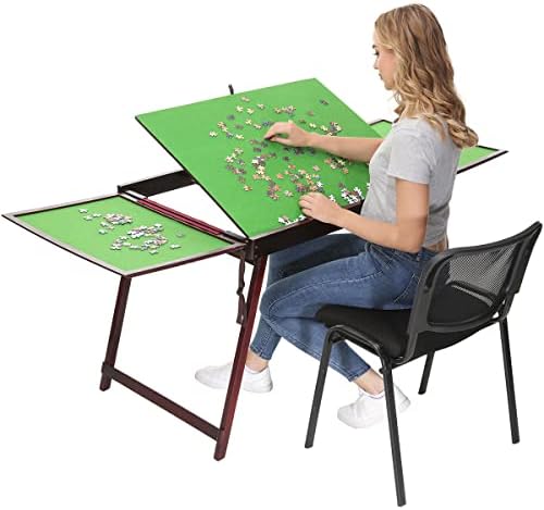 Amazon.com: Bits and Pieces Fold-and-Go Wooden Jigsaw Table - Folding ...