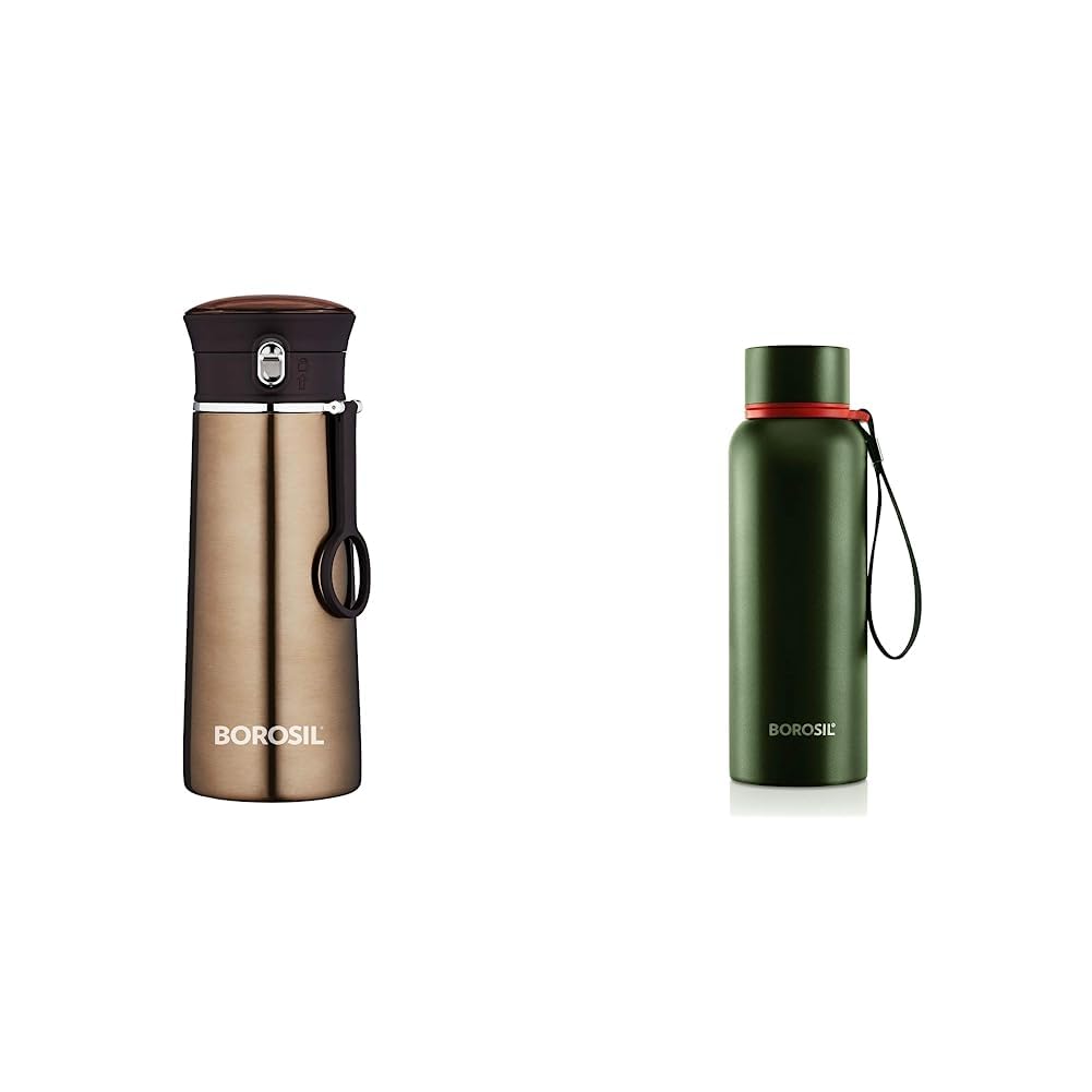 Borosil - Hydra Travelease - Vacuum Insulated Flask Water Bottle, 420 ...