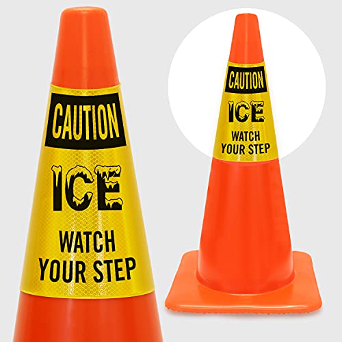 Snapklik.com : SmartSign Caution - Ice, Watch Your Step Cone Message ...
