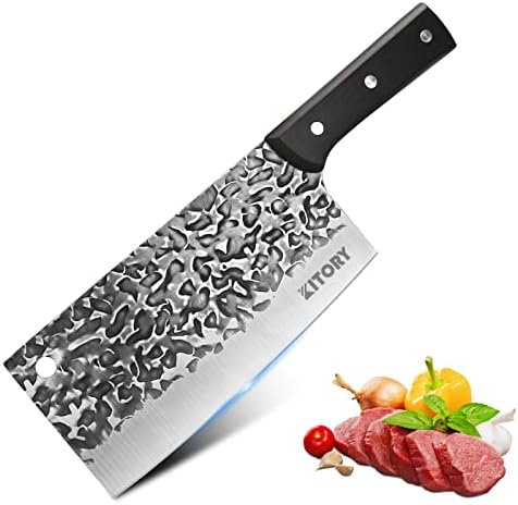 Meat Cleaver - 7'' Heavy Duty Butcher Knife Meat Chopper Bone Cutting ...