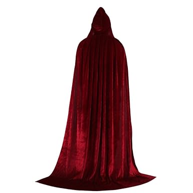 MYADDICTION Velvet Hooded Cloak Long Robe Witch Capes Halloween Costume ...