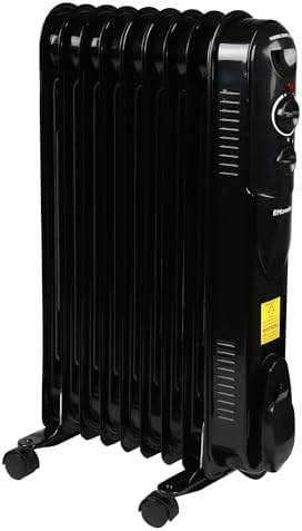 EMtronics EMOFR9BLK 2000W/2KW 9 Fin Portable Electric Oil Filled Heater ...