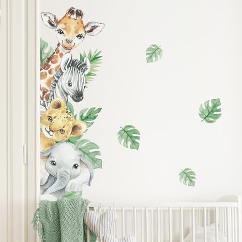 Amazon.com: Supzone Jungle Animal Wall Stickers - Cartoon Animal Wall ...