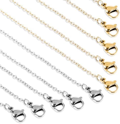 Amazon.com: 20 Pack Necklace Chains Bulk, 1,5mm Gold and Silver Plated ...