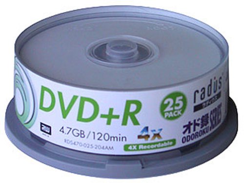 Radius Technology DVD+R 4.7 GB/120 Min 4x (25 pack Cake box) : Amazon ...
