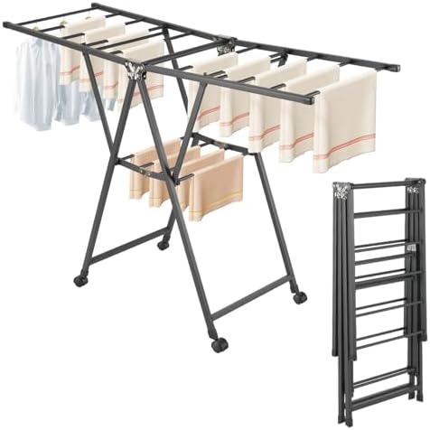 Amazon.com: Mimiblack Heavy Duty Clothes Drying Rack Foldable, 71 ...