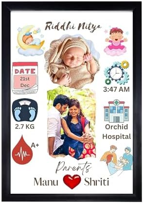 Pixelkari - Wooden Personalized Baby Birth Rectangular Shape Photo ...