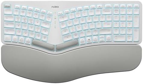 ProtoArc Backlit Wireless Ergonomic Keyboard, EK01 Plus Full Size Ergo ...