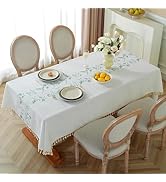 Amazon.com: Alsoo Waterproof Tablecloth Cotton Linen Farmhouse Table ...