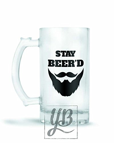 Buy YuBingo Stay Beer'D Designer Frosted Glass Beer Mug (22oz/650 ml ...