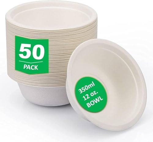 Iceten Pack of 100 White Plastic Bowls, Reusable and Washable Tableware ...