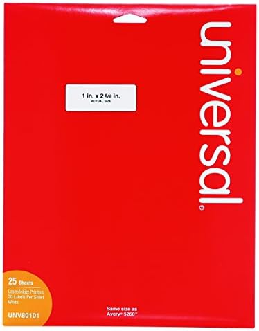 Amazon.com : Universal 80101 Laser Printer Permanent Labels, 1 x 2 5/8 ...