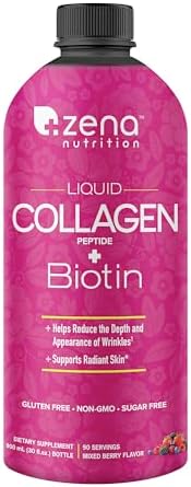 Amazon.com: Zena Liquid Collagen Peptides for Women & Men + Biotin ...