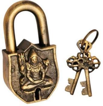 Buy Dattatreya Brass Lord Shiva Lock - Brass Door Lock 3.5" Online at ...