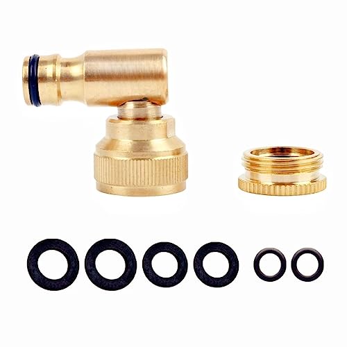 Brass Angled Tap Connector 1/2″ & 3/4″ 2in1,90 Elbow Female Rotating ...
