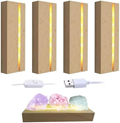 Wood LED Lights Display Base,Rectangular Wooden Lighted Base Stand Warm ...