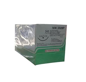Ethicon NW 3328 Ethilon Suture USP 3-0, 3/8 Circle Reverse Cutting ...