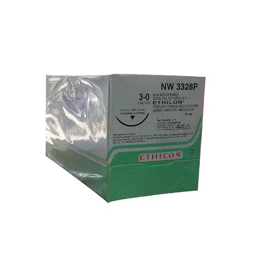 Ethicon NW 3328 Ethilon Suture USP 3-0, 3/8 Circle Reverse Cutting ...