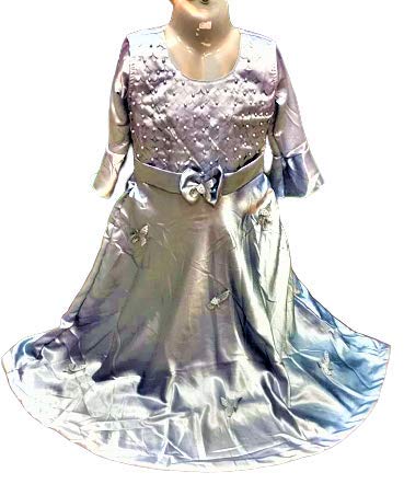 Buy Shree Mahalaxmi Garments Baby Fully Silk Silver Gown Size 28 at ...