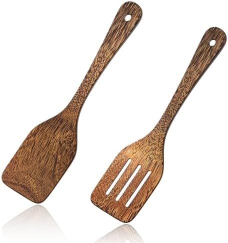 Set of 2 Wooden Spatula, Cooking Utensils Set Wooden, 12 Inch Wooden ...