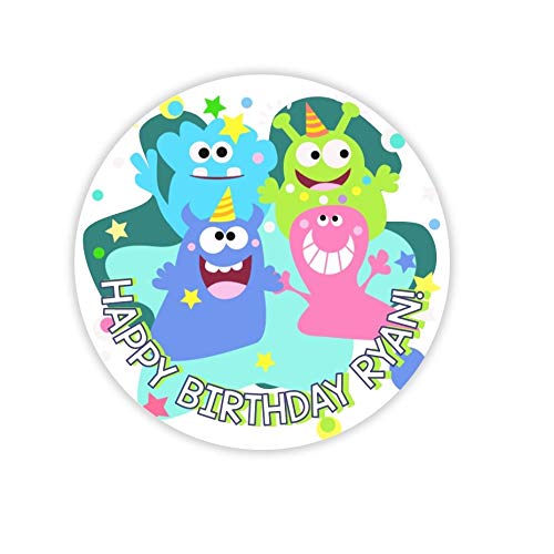 Amazon.com: Monster Theme Kids Personalized Party Favor Stickers for ...