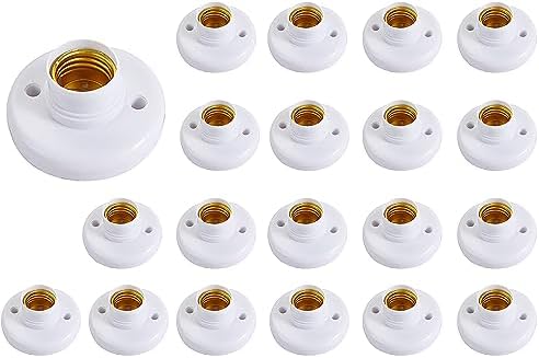 Hanperal Round E27 White LED Lamp Screw Base Halogen Bulb Holder ...