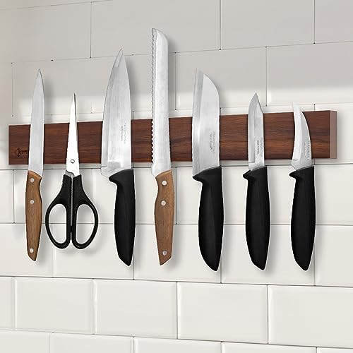Amazon.com: SENKEN Acacia Wood Magnetic Knife Strip - Wall Mounted ...