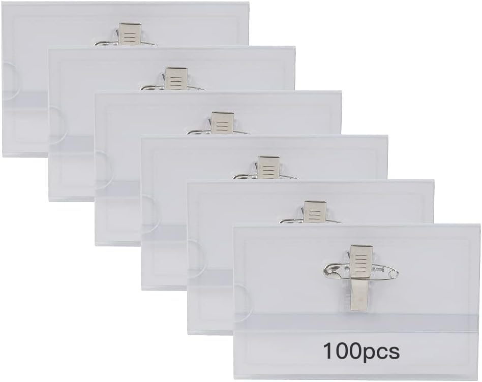 TMBMLPP 100 PCS Name Badges, Name Badges with Crocodile Clip and Safety ...