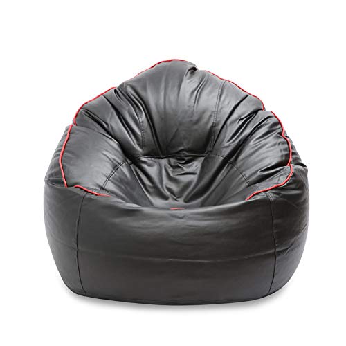 VSK Faux Leather Bean Bag Sofa Mudda Cover Black (Without Beans ...