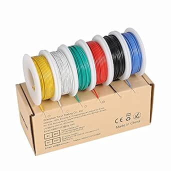 TUOFENG 26 awg Wire Solid Core Hookup Wires-6 Different Colored Jumper ...