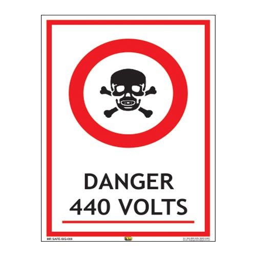 Mr. Safe - Danger 440 Volts Sign Eco Vinyl Sticker A5 (5.8 inch X 8.2 ...