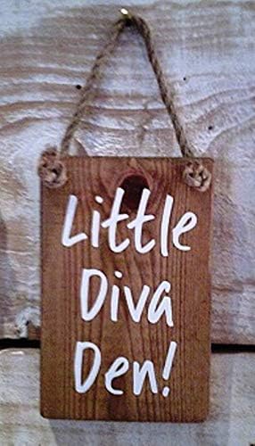 Giggle Plaques Little Diva Den! Rustic Door Hanger White on Stain ...