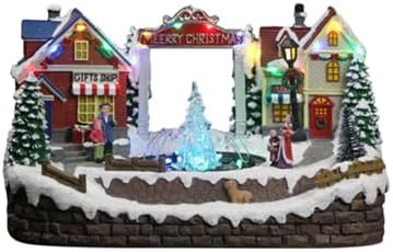 Christmas Village Tabletop Decoration – Light Up LED Water Fountain ...