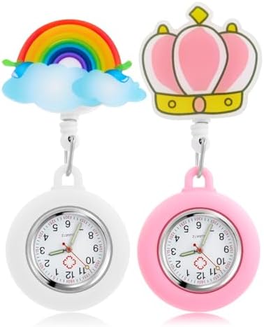 Vicloon Retractable Nurse Watch, 2 Pcs Clip-on Hanging Nurse Fob Watch ...