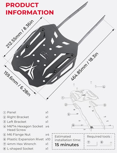 Snapklik.com : KEMIMOTO Mortorcycle Rear Rack Upgraded Aluminum Compatible