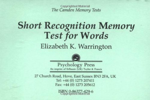 The Camden Memory Tests: Short Recognition Memory Test for Words ...