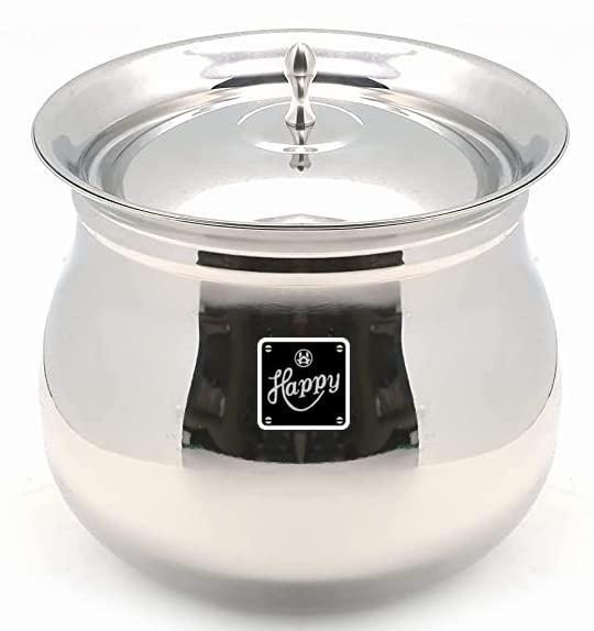 Buy Happy 900ml Stainless Steel Handi/Biryani Pot/Dahi Handi/Milk Pot ...