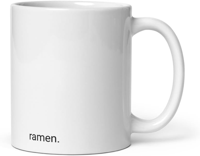 Amazon.com: Ramen Mug, Ceramic Tea/Coffee Cup White Glossy with Handle ...