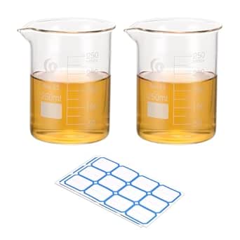 Amazon.com: PATIKIL 250ml Low Form Glass Beaker, 2Pcs 3.3 Borosilicate Glass Beakers Graduated ...