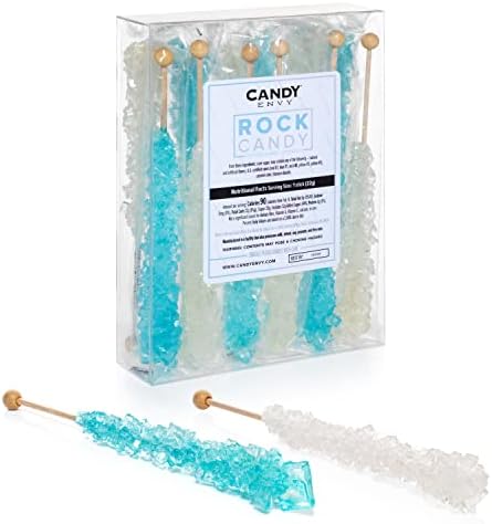 Amazon.com : Candy Envy - Light Blue and White Rock Candy Sugar Sticks ...