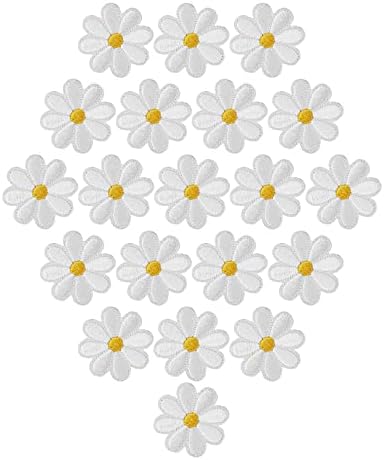 Jeufun 20pcs Daisy Patch, Embroidered Flower Applique, Sew On/Iron On ...