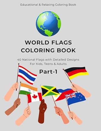 World Flags Coloring Book: 40 National Flags with Detailed Designs ...