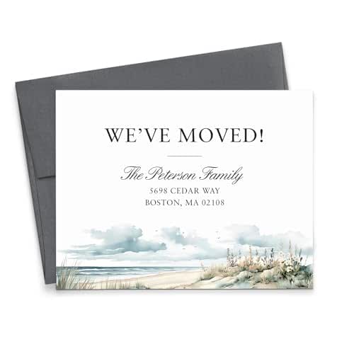Amazon.com: Personalized Change of Address Cards With Envelopes Beach ...