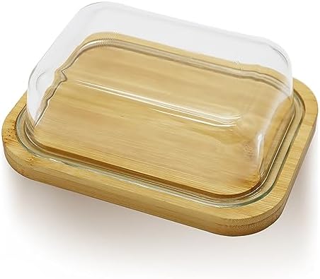 Iceten Glass Butter Dish with lid - 15x10.5x5.5cm Butter Container for ...