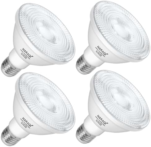 Haraqi 4 Pack PAR30 11W 120V E26 Base LED Flood Light Bulb, 1100LM ...