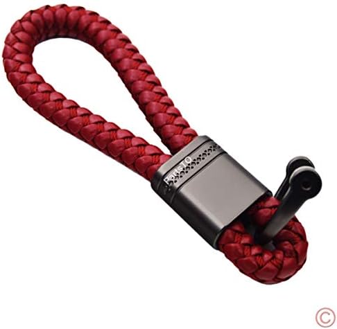 Amazon.com: Braided Leather Car Key fob Keychain with D Ring for ...