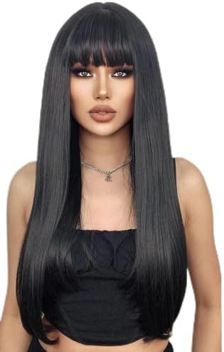 Amazon.com : Esmee Long Straight Black Wigs for Women Natuaral ...
