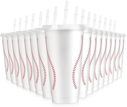 Amazon.com: Hooqict 16 Pack Reusable Plastic Cups with Lids and Straws ...