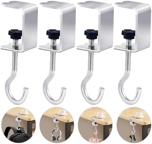 Amazon.com: JJUNW 4 Pcs Desk Mount Bag Holder Hook, Desk Hook for ...