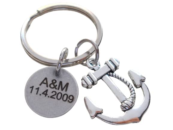 Amazon.com: Custom Anchor Keychain with Engraved Tag for Couples or ...